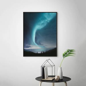 Galaxy Art Print, Blue Galaxy Poster, Northern Lights Photography ...