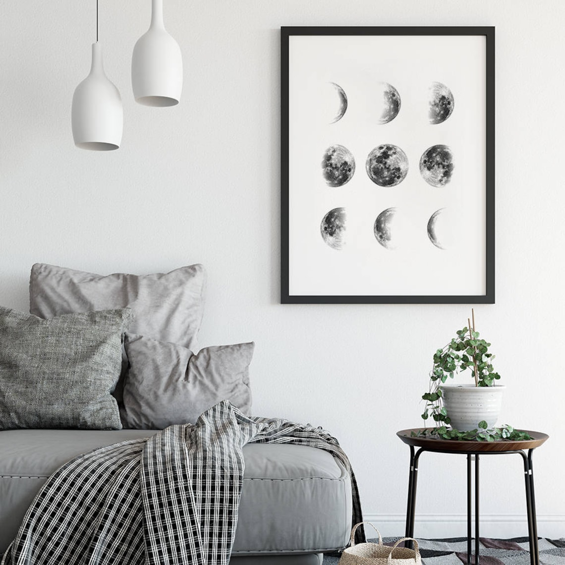 Moon Phases Wall Art, Moon Phases Print, Moon Poster, Moon Phase Wall ...