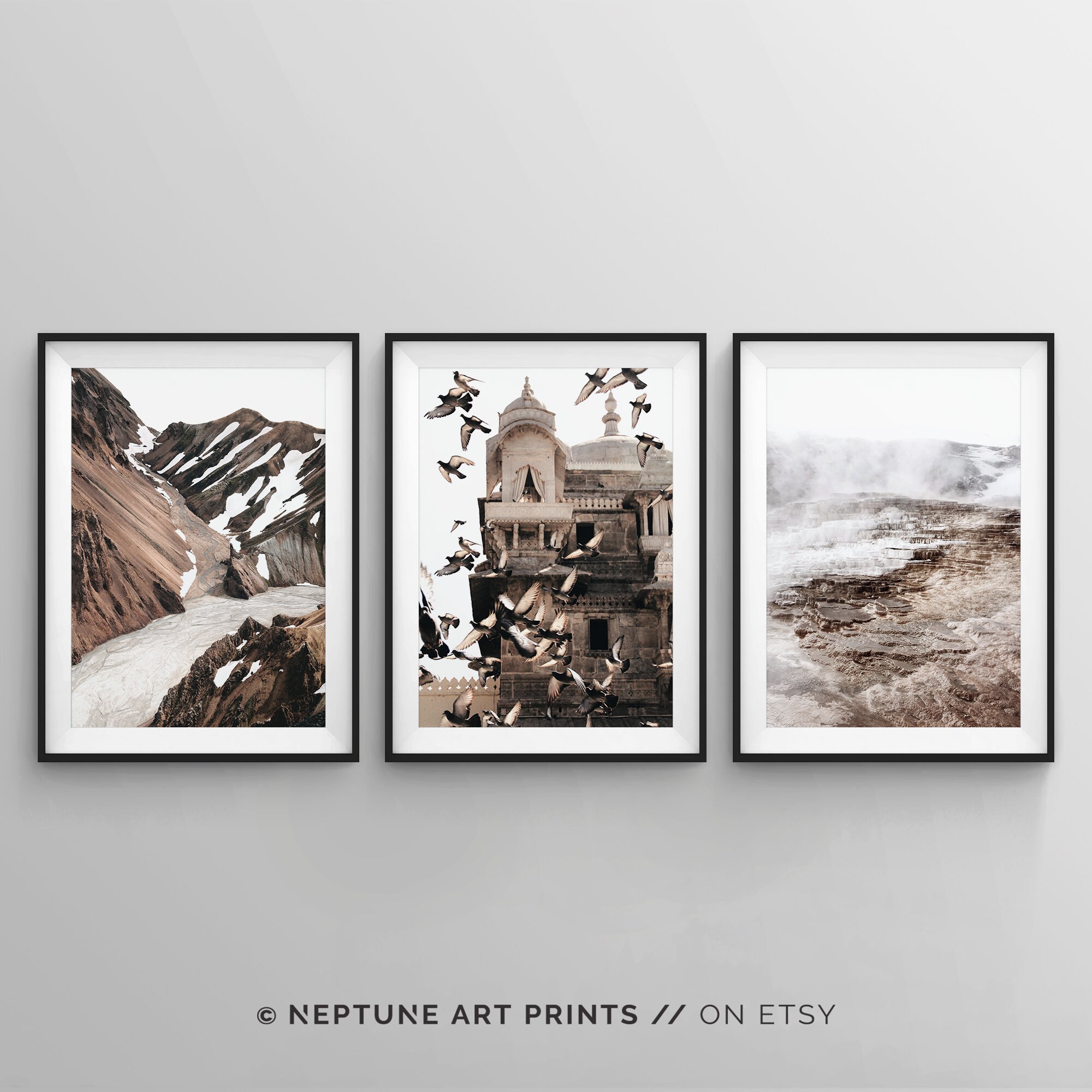 3 Piece Set Snow Mountain Landscape Wall Art Poster Prints - Etsy