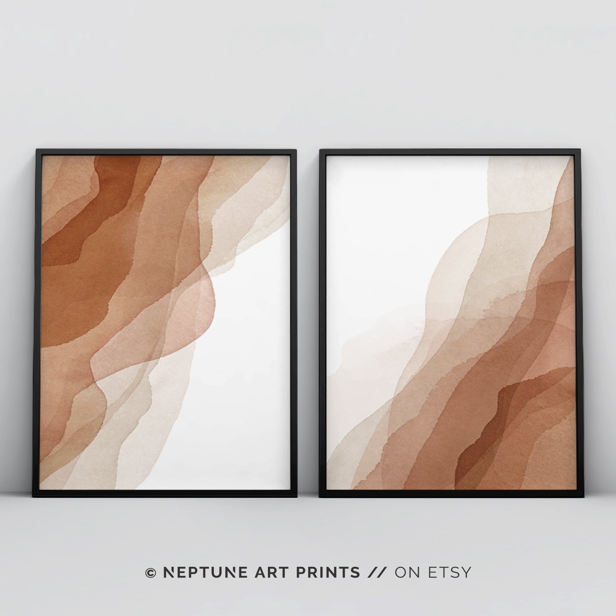 2 Piece Abstract Terracotta Beige Modern Wall Art Poster Print | Etsy