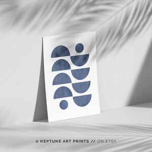 Mid Century Blue Wall Art Poster Print, Modern Pastel Blue Wall Art ...