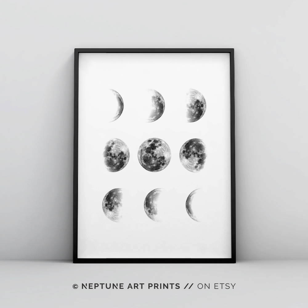 Moon Phases Wall Art Moon Phases Print Moon Poster Moon - Etsy