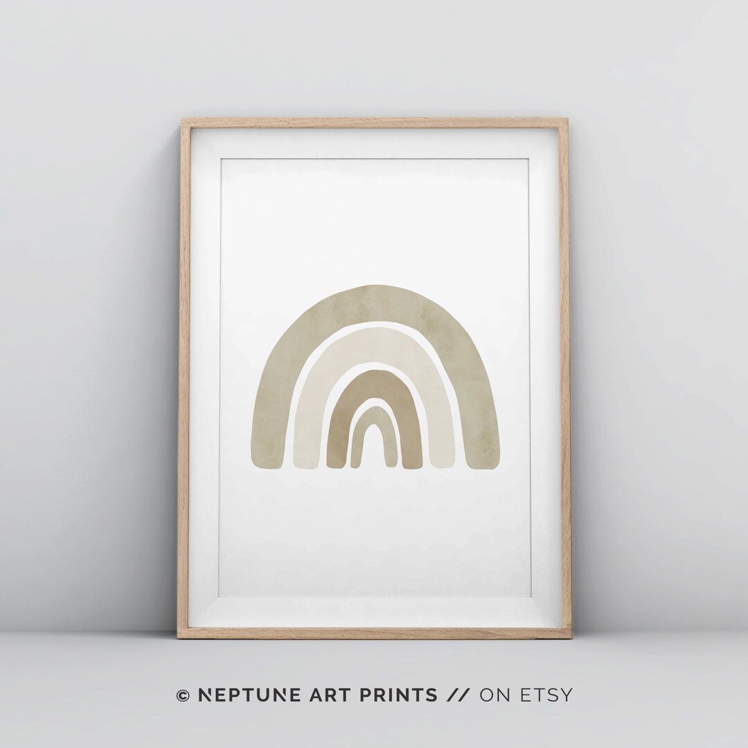 Beige Rainbow Print, Rainbow Wall Art, Whimsical Art Print, Rainbow ...