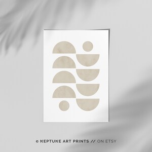 Mid Century Beige Wall Art Poster Print, Modern Earth Tone Wall Art ...