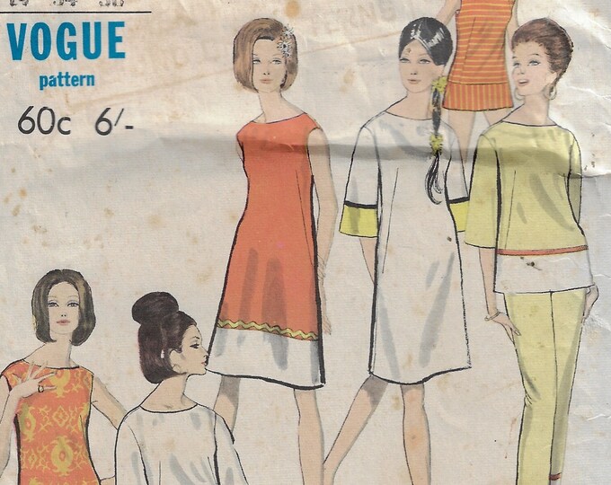 Sixties Vogue Sewing Pattern for Beach Dress, Kaftan, Top and Pants - Etsy