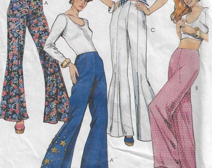 Fitted Bell Bottom or Flared 90s Pants Sewing Pattern - Etsy