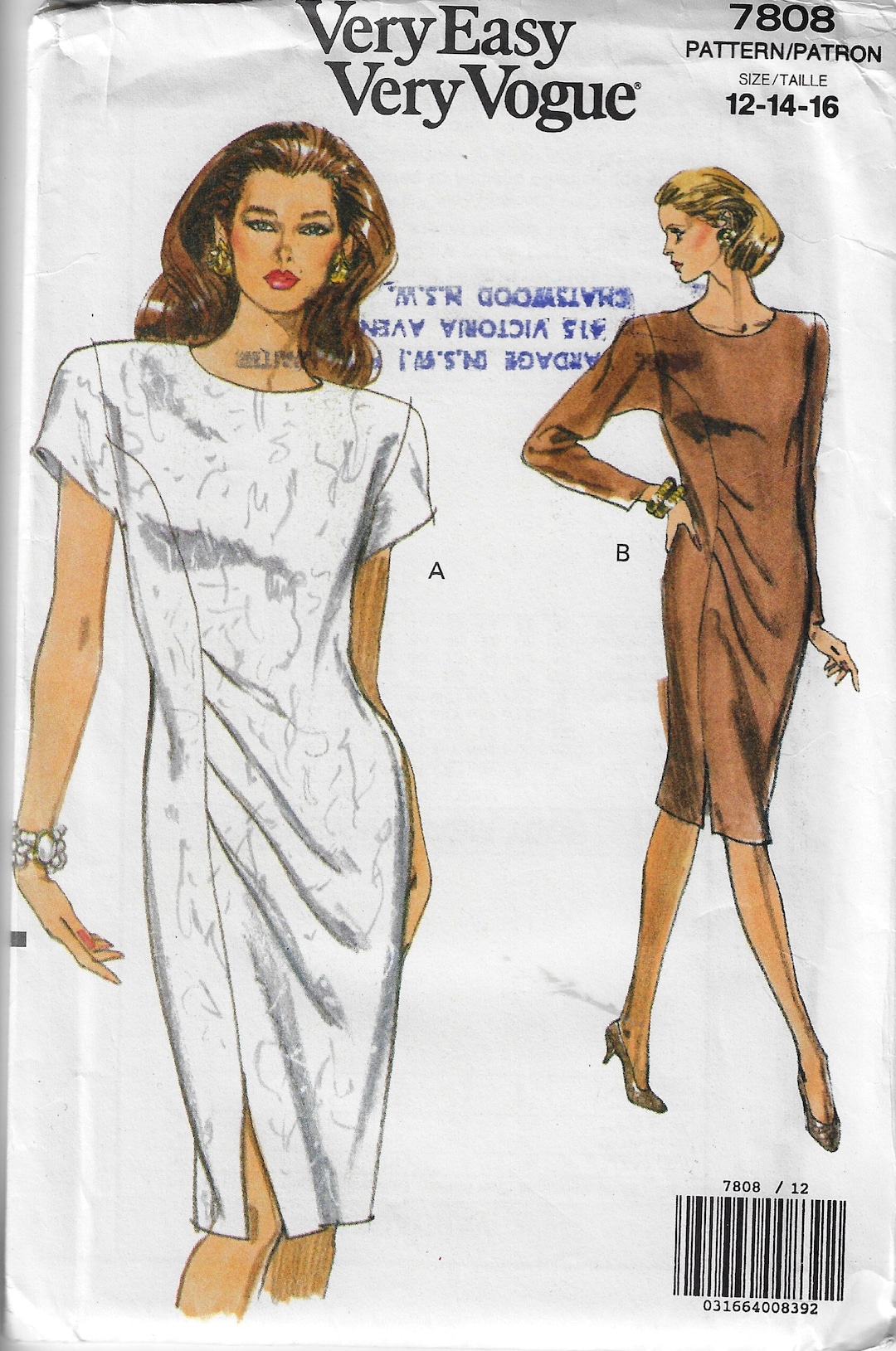 Vogue Easy Sew Semi Fitted Dress With Short or Long Sleeves - Etsy