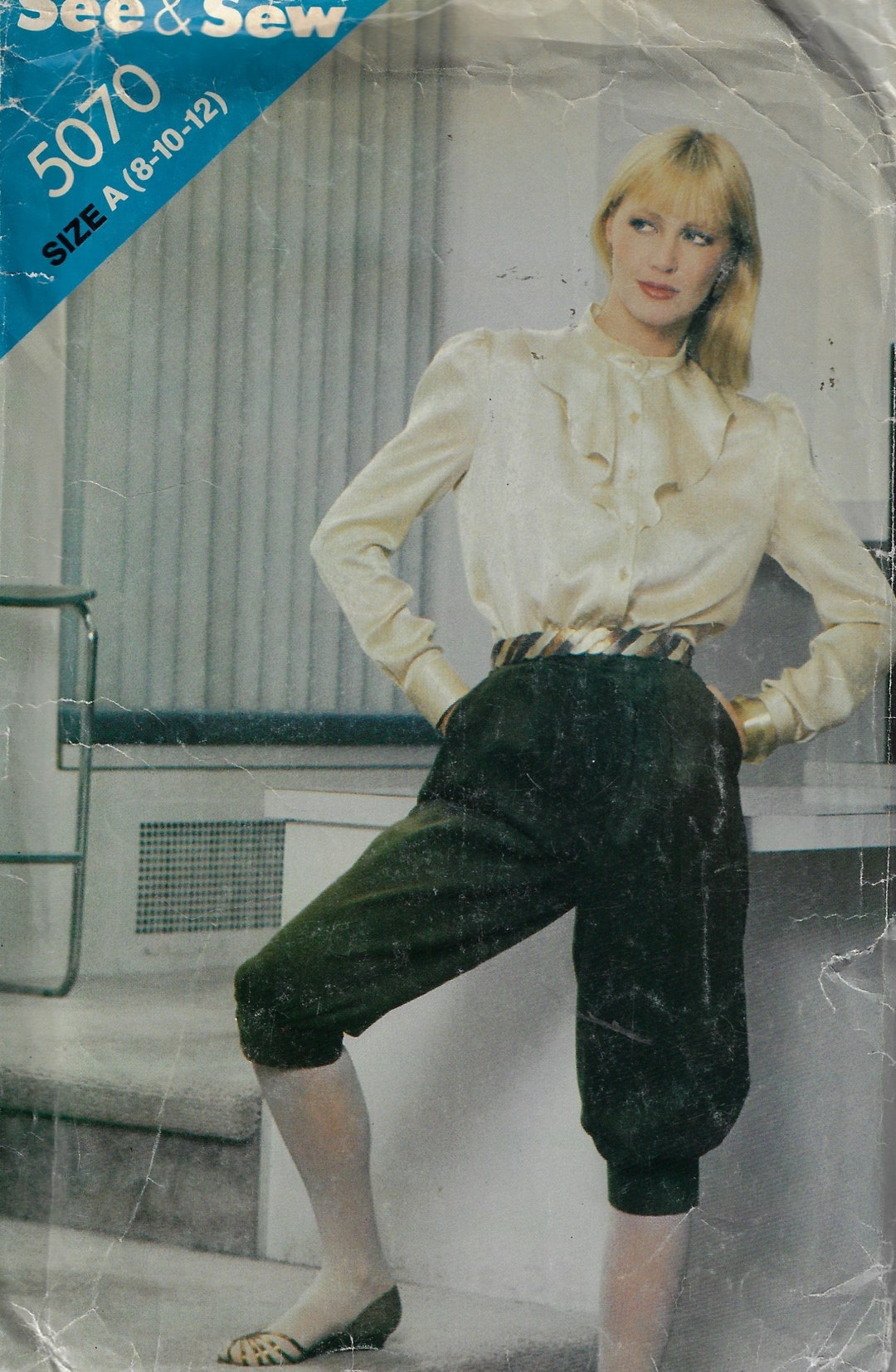 Eighties Vintage Knickerbocker Pant and Blouson Frilled Shirt Sewing ...
