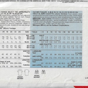 Butterick See & Sew 6403 Eighties Culottes With Yoke and Blouse - Etsy ...