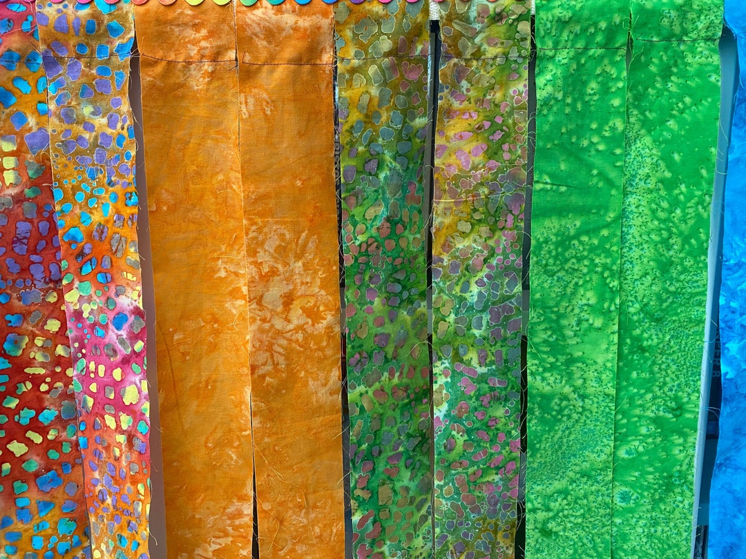 Batik Print Boho Bunting Strips With Tassels on Natural Cotton Webbing ...