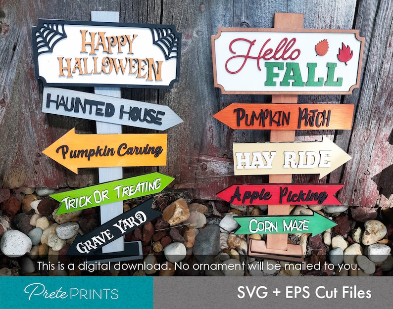 Halloween + Fall Directional Sign - Halloween Sign SVG, Hello Fall Sign ...