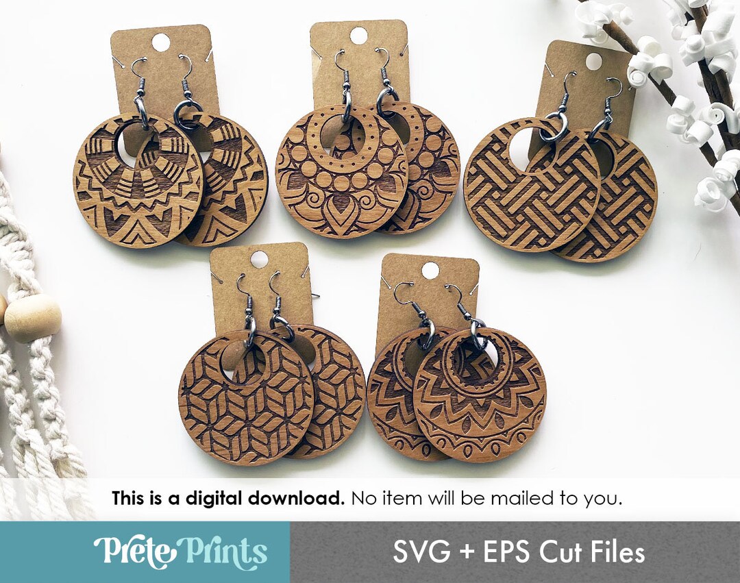 Wood Earrings SVG Bundle - Digital Download, Glowforge Earring SVG ...