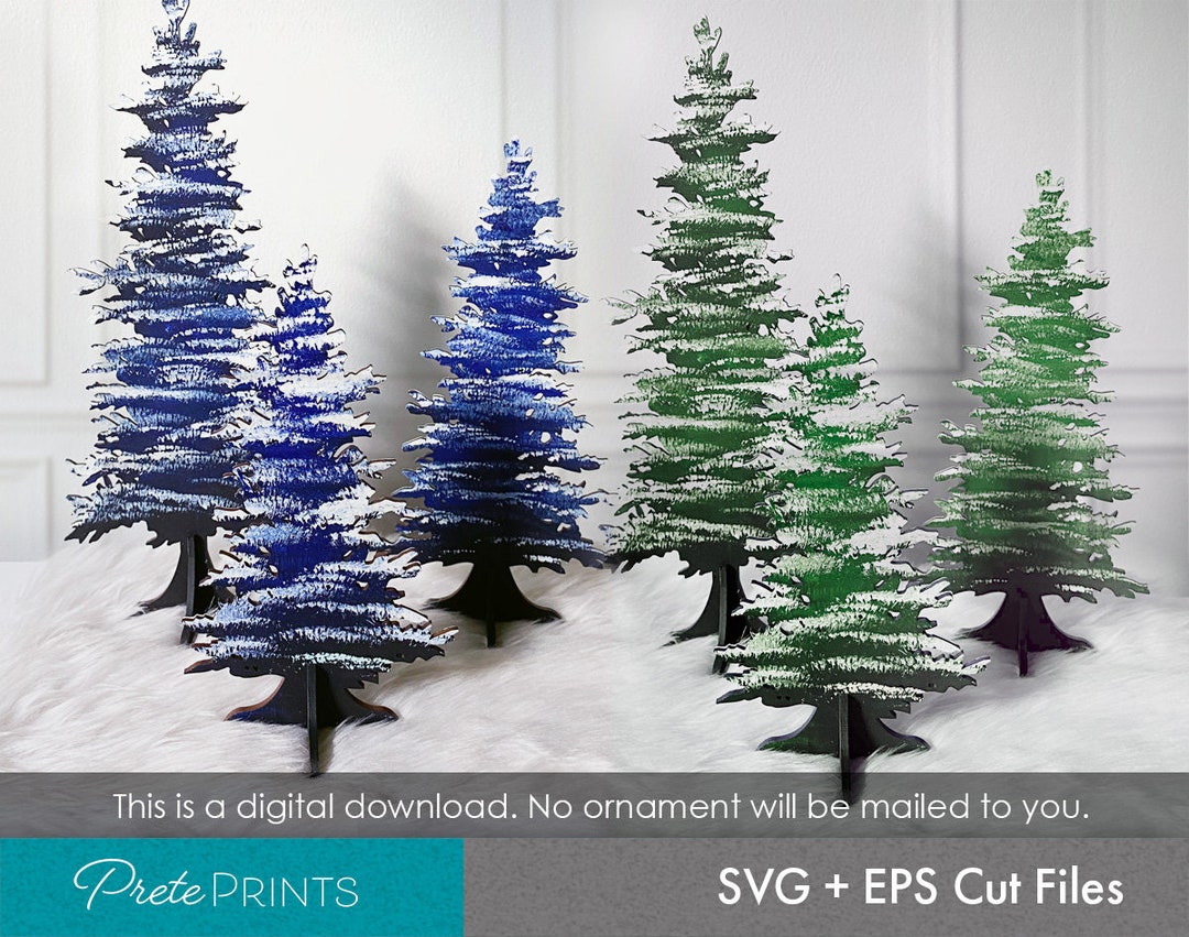 Winter Tree Stand Cut File - Winter Display SVG, Snowy Trees for Mantle ...