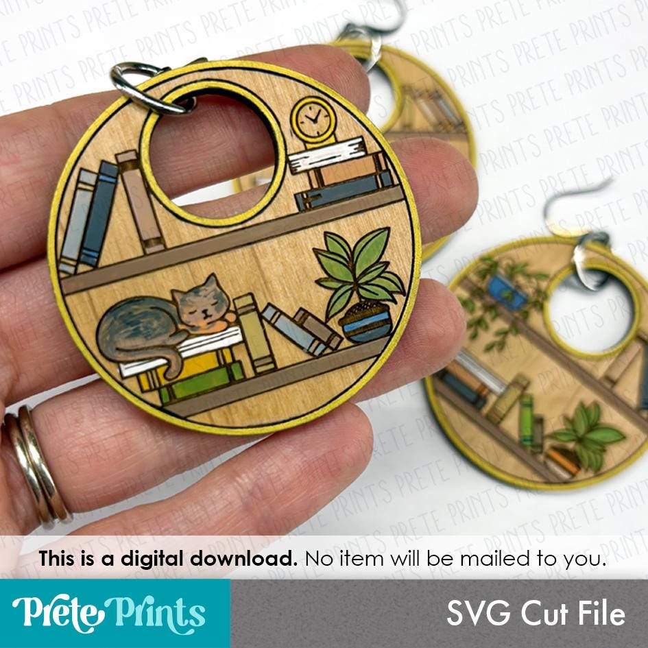 Hidden Library Earrings SVG - Digital Download, Laser Cut Earring Files ...