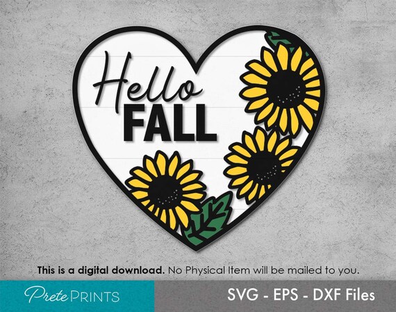 Hello Fall Welcome Sign Welcome Sign SVG Sunflower Heart - Etsy