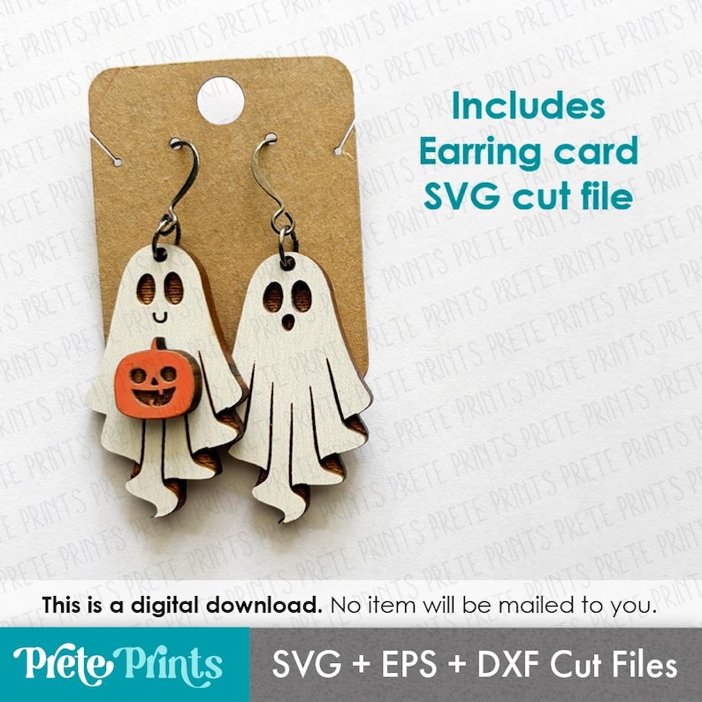 Cute Ghost Earrings SVG - Digital Download, Glowforge Earring SVG ...