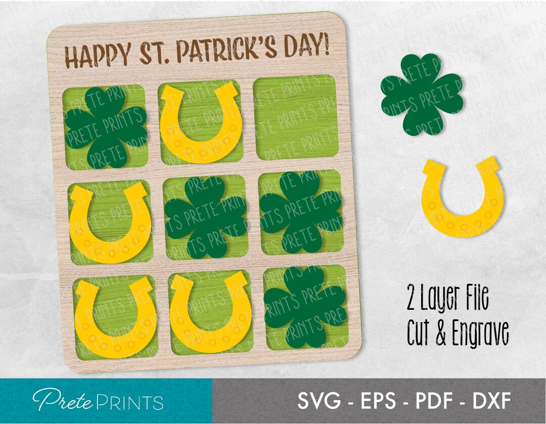 St Patricks Day Game - Tic Tac Toe Laser Cut SVG, Glowforge Laser Cut ...