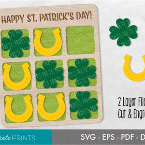 St Patricks Day Game - Tic Tac Toe Laser Cut SVG, Glowforge Laser Cut ...