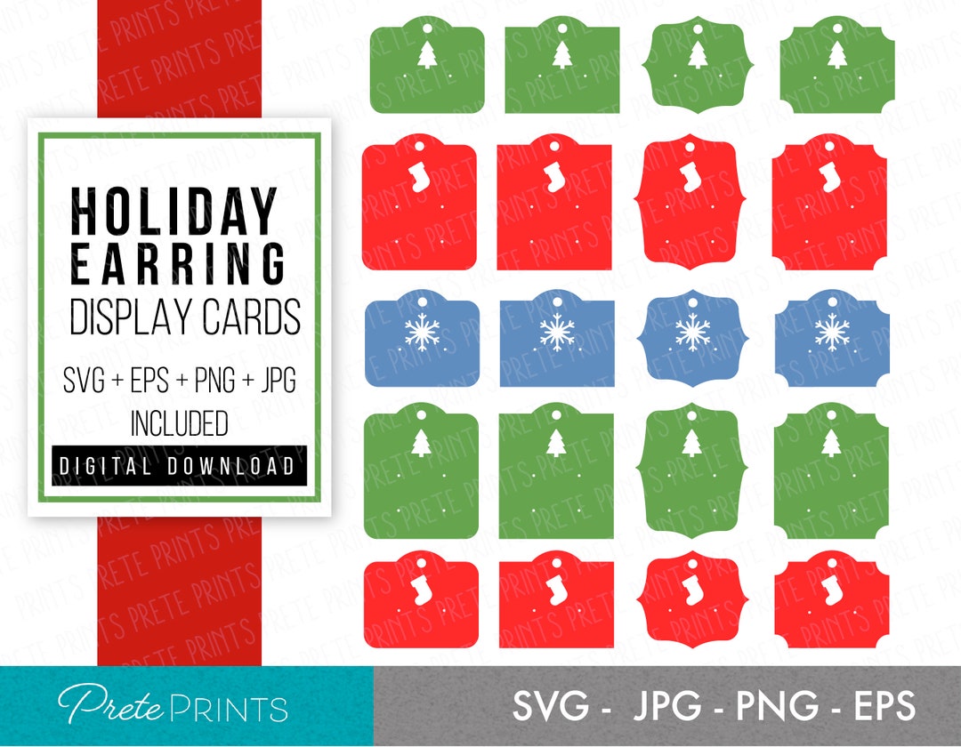 Holiday Earrings Display Cards - Earring Cards Svg, Cricut Card Cut ...