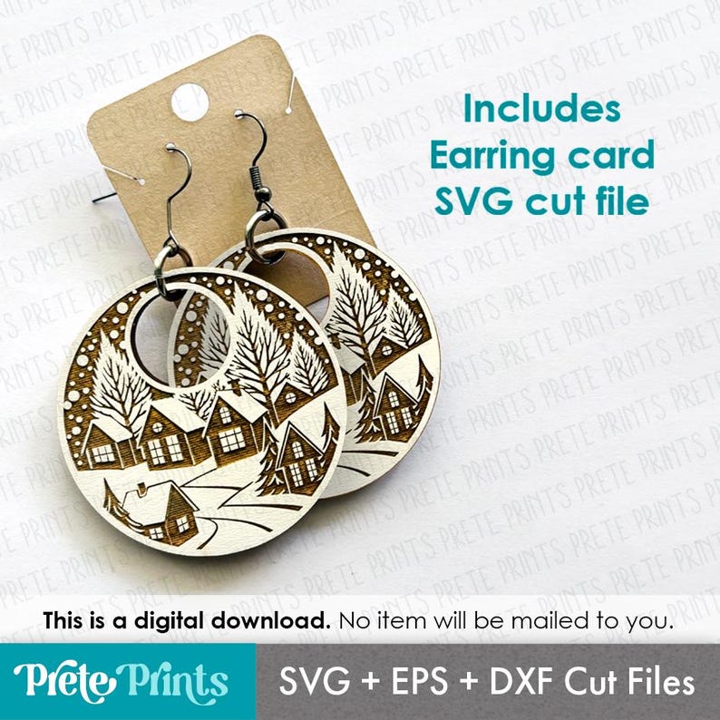 Winter Scene Earrings SVG - Digital Download, Earring SVG Template ...