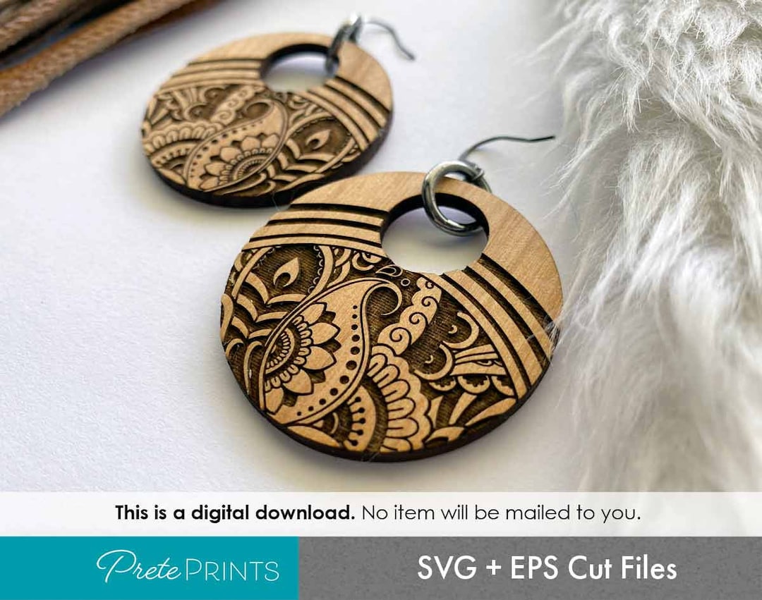 Paisley Pattern Earrings SVG - Digital Download, Laser Cut Earring ...