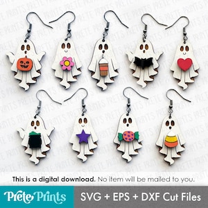 Cute Ghost Earrings SVG - Digital Download, Glowforge Earring SVG ...