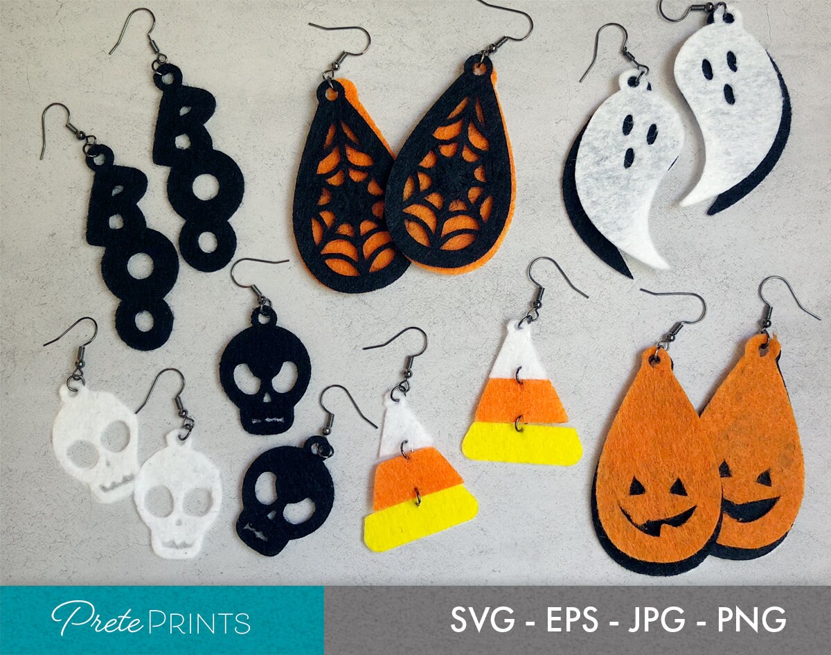 Halloween Earrings SVG Bundle DIY Halloween Earrings Svg - Etsy