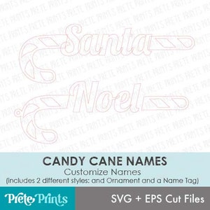 Candy Cane Name Cut File Candy Cane Ornament Cut File, Candy Cane Name ...