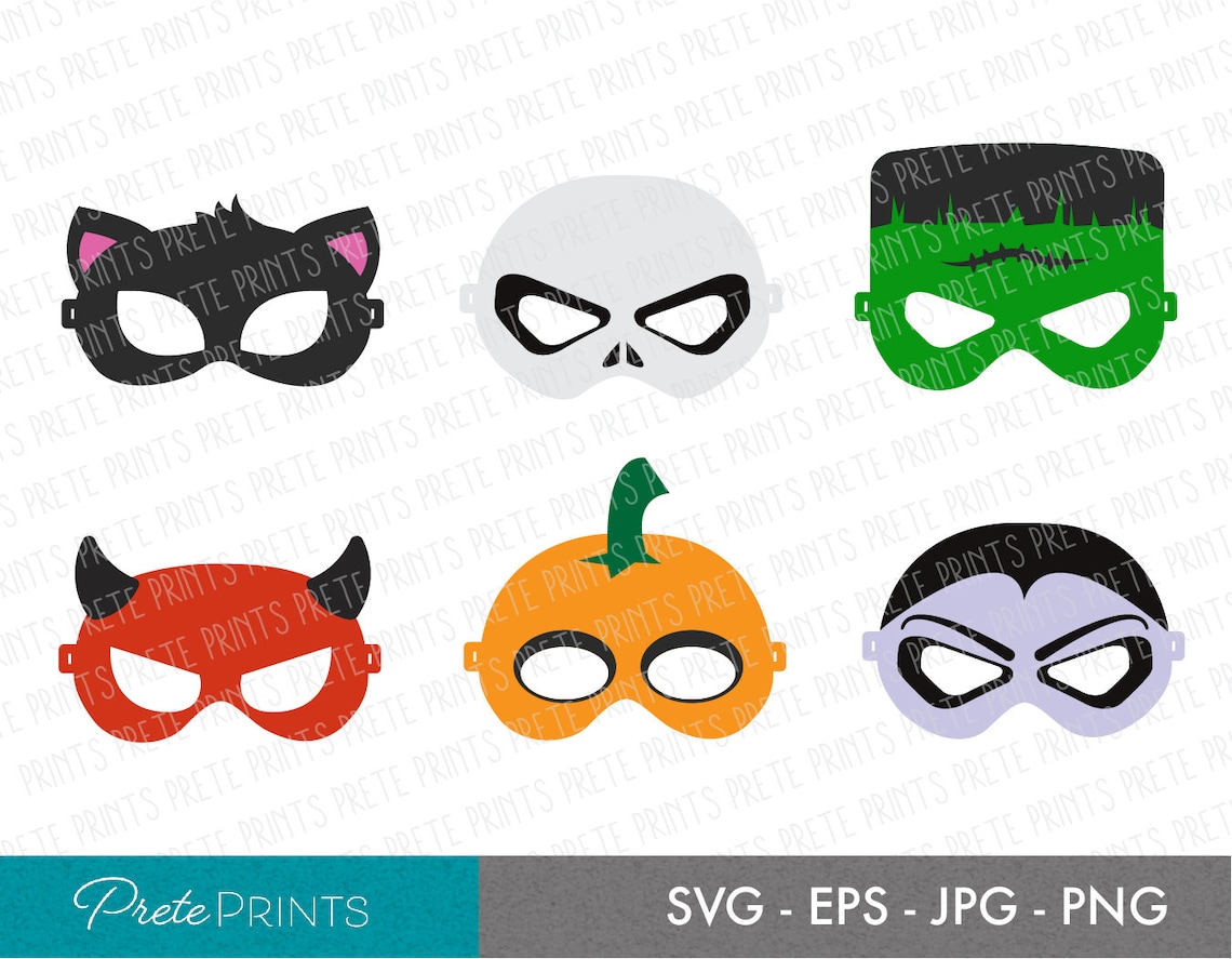 Halloween Mask SVG Bundle Kids Halloween Costume Halloween | Etsy