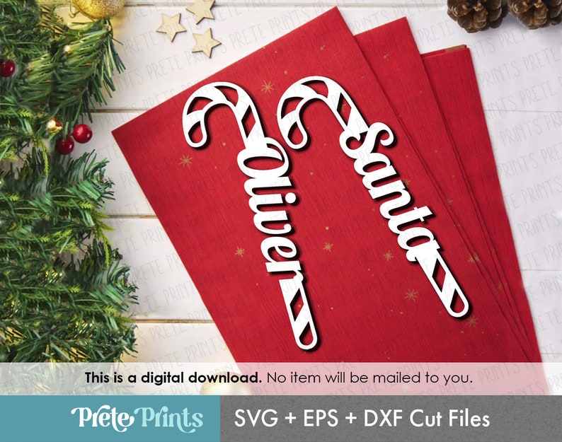 Candy Cane Name Cut File - Candy Cane Ornament Cut File, Candy Cane ...