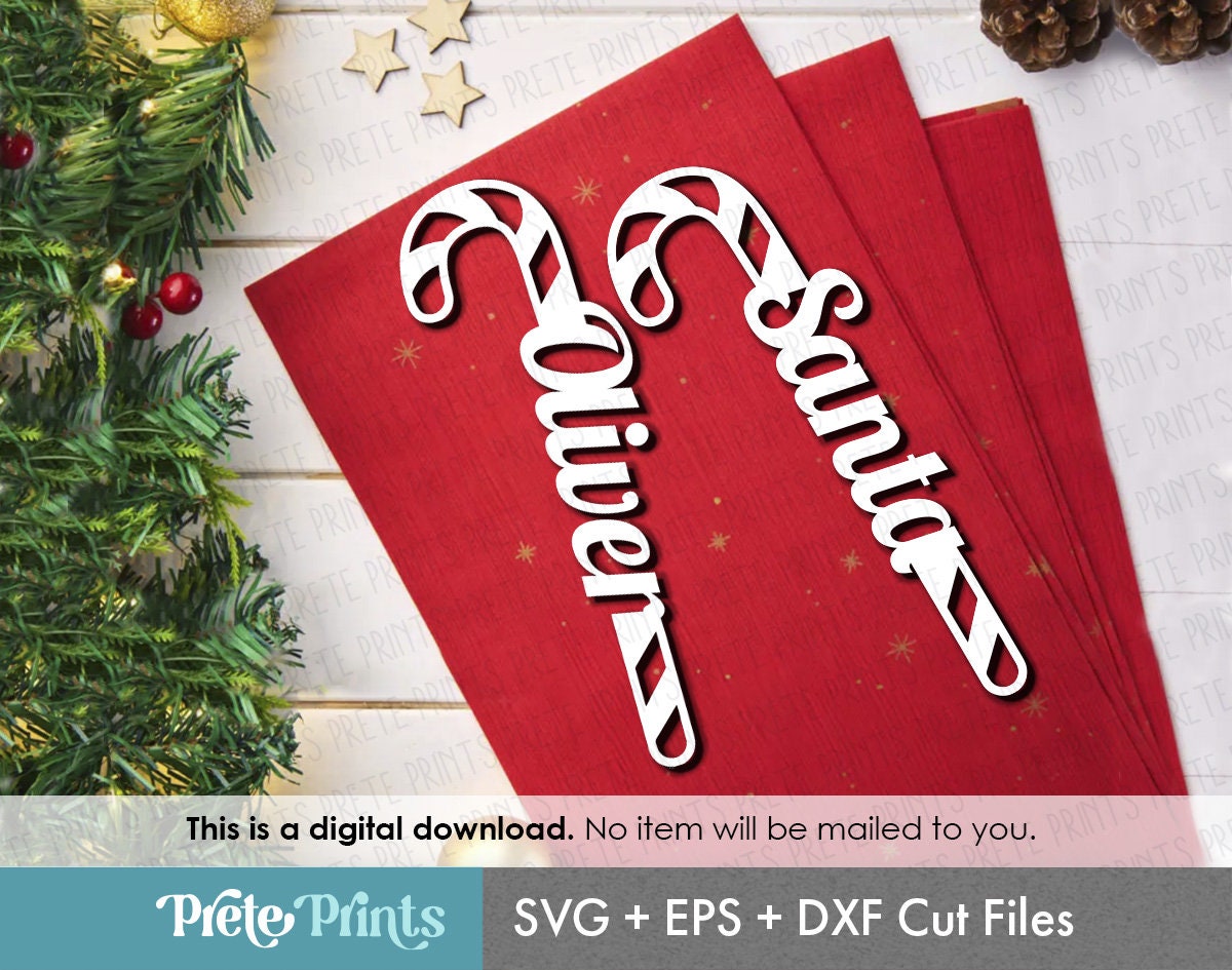 Candy Cane Name Cut File - Candy Cane Ornament Cut File, Candy Cane ...