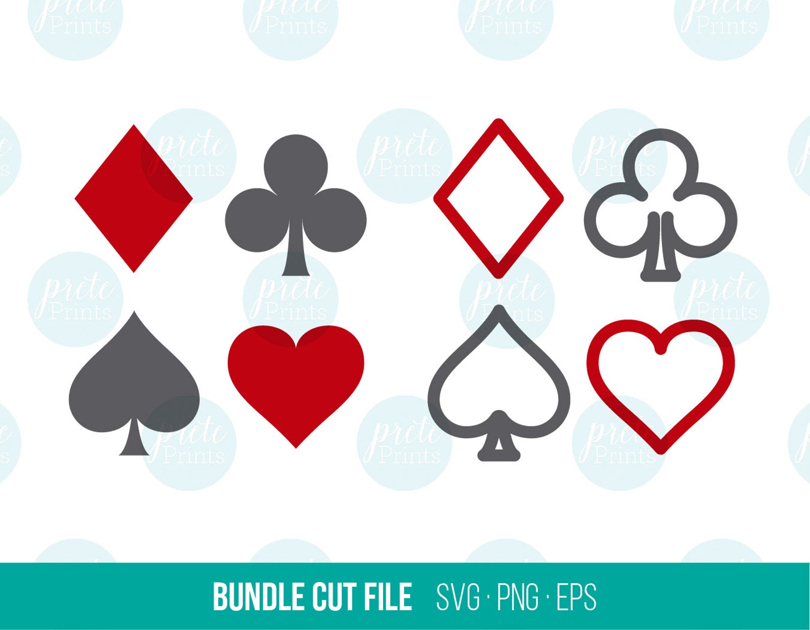 Playing Card Suits Svg Eps Png - Etsy