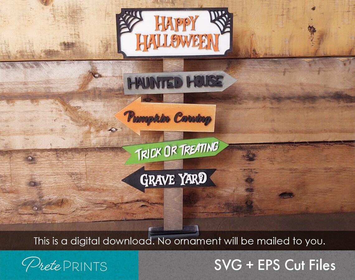 Halloween Fall Directional Sign Halloween Sign SVG Hello - Etsy