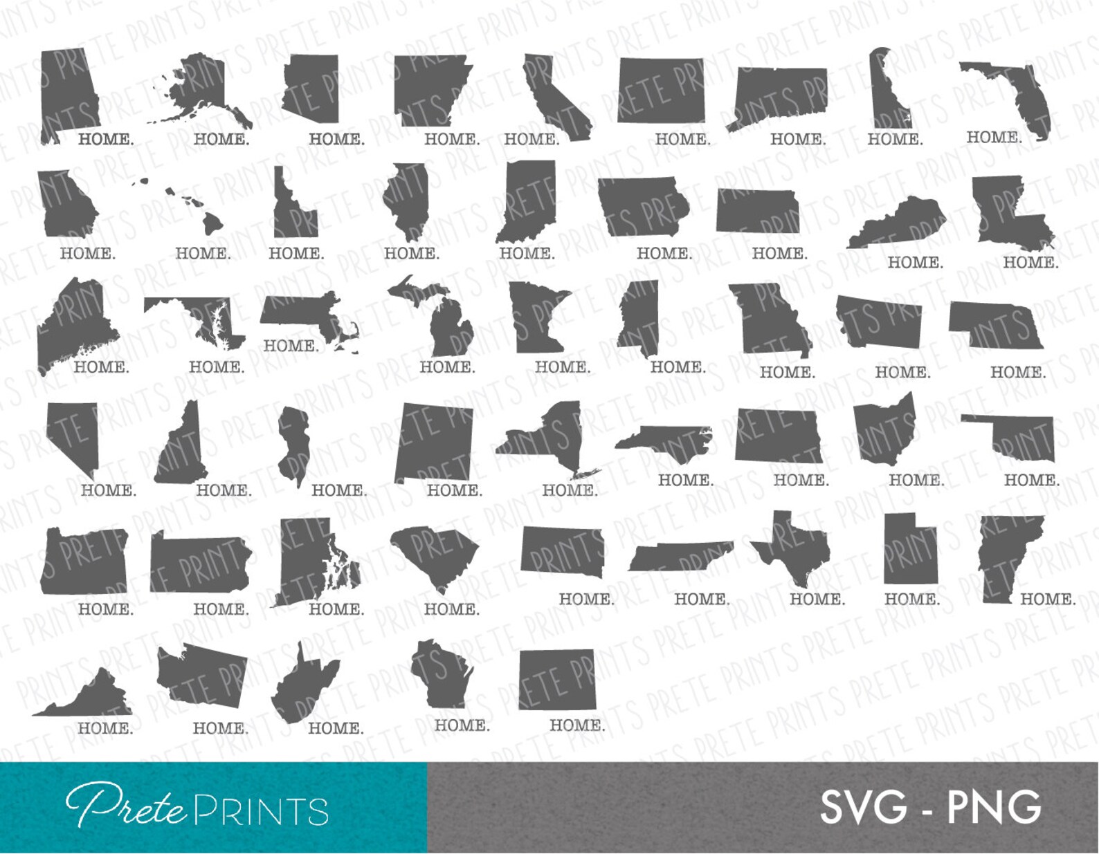 Home SVG All States svg Cut file United States svg State | Etsy