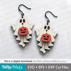 Cute Ghost Earrings SVG - Digital Download, Glowforge Earring SVG ...