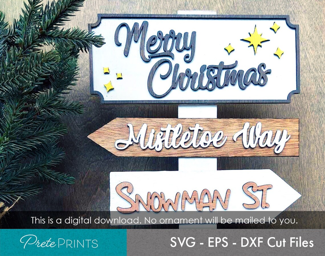 Winter Directional Sign - Christmas Sign SVG, Holiday Standing Sign SVG ...