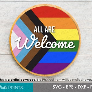 Pride Welcome Sign - Round Wood Sign SVG, Laser Cut Round, Glowforge ...