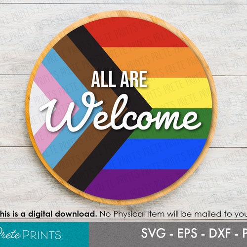 Pride Welcome Sign Round Wood Sign SVG Laser Cut Round | Etsy