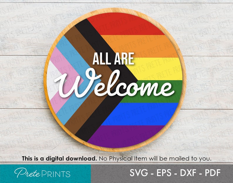 Pride Welcome Sign Round Wood Sign SVG Laser Cut Round - Etsy India