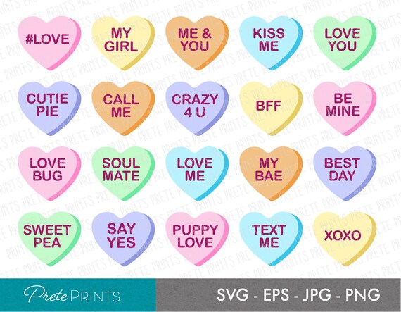 Candy Hearts Svg Png Jpg Eps Conversation Hearts Svg | Etsy