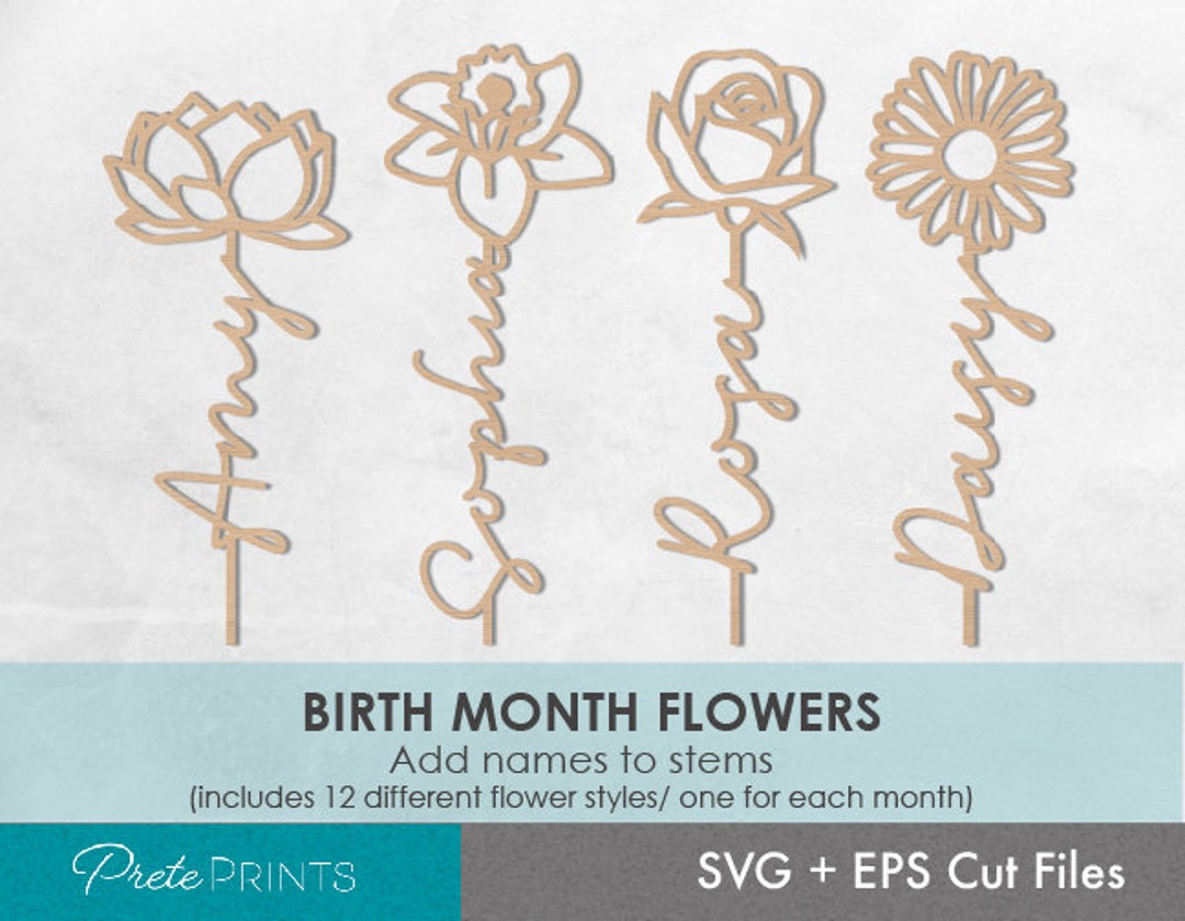 Birth Month Flower Cut File Flower Silhouette Cut File - Etsy