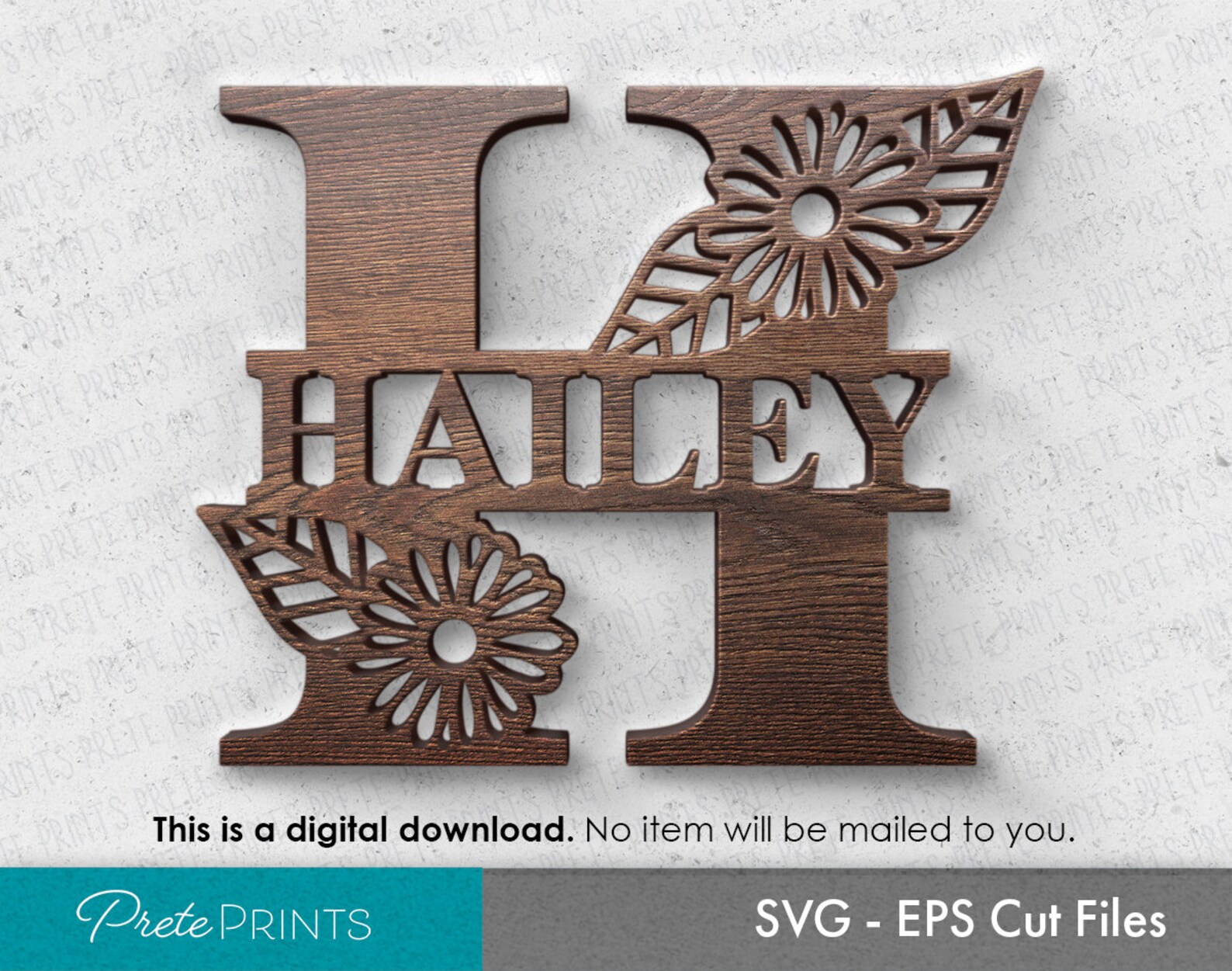 Cnc Monogram Svg Cnc Router Cut File Split Letter Wood Cut Etsy