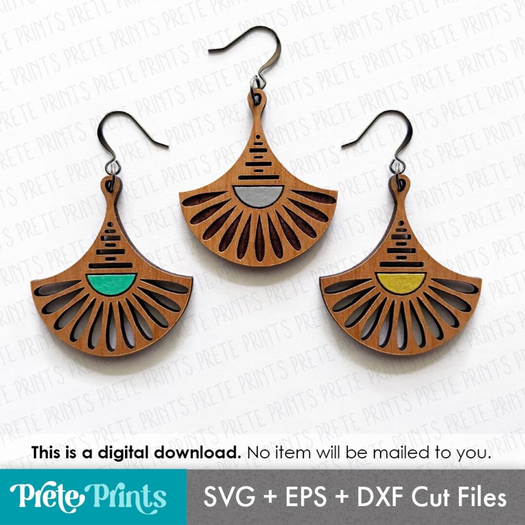 Fanned Out Boho Earrings SVG - Digital Download, Laser Cut Earring ...