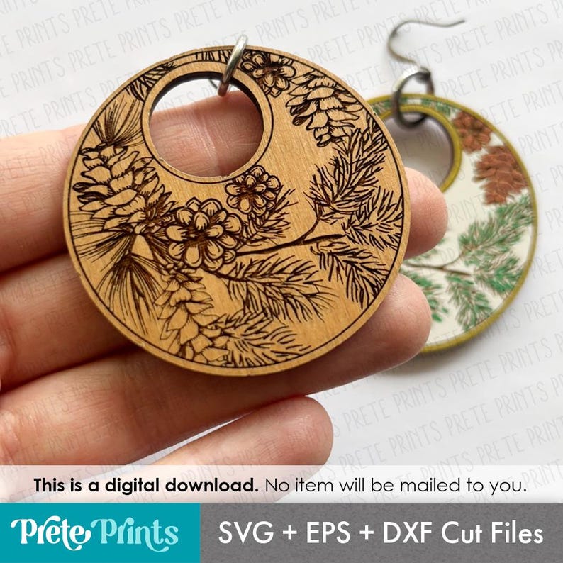 Pinecone Earrings SVG - Digital Download, Earring SVG Template, Laser ...