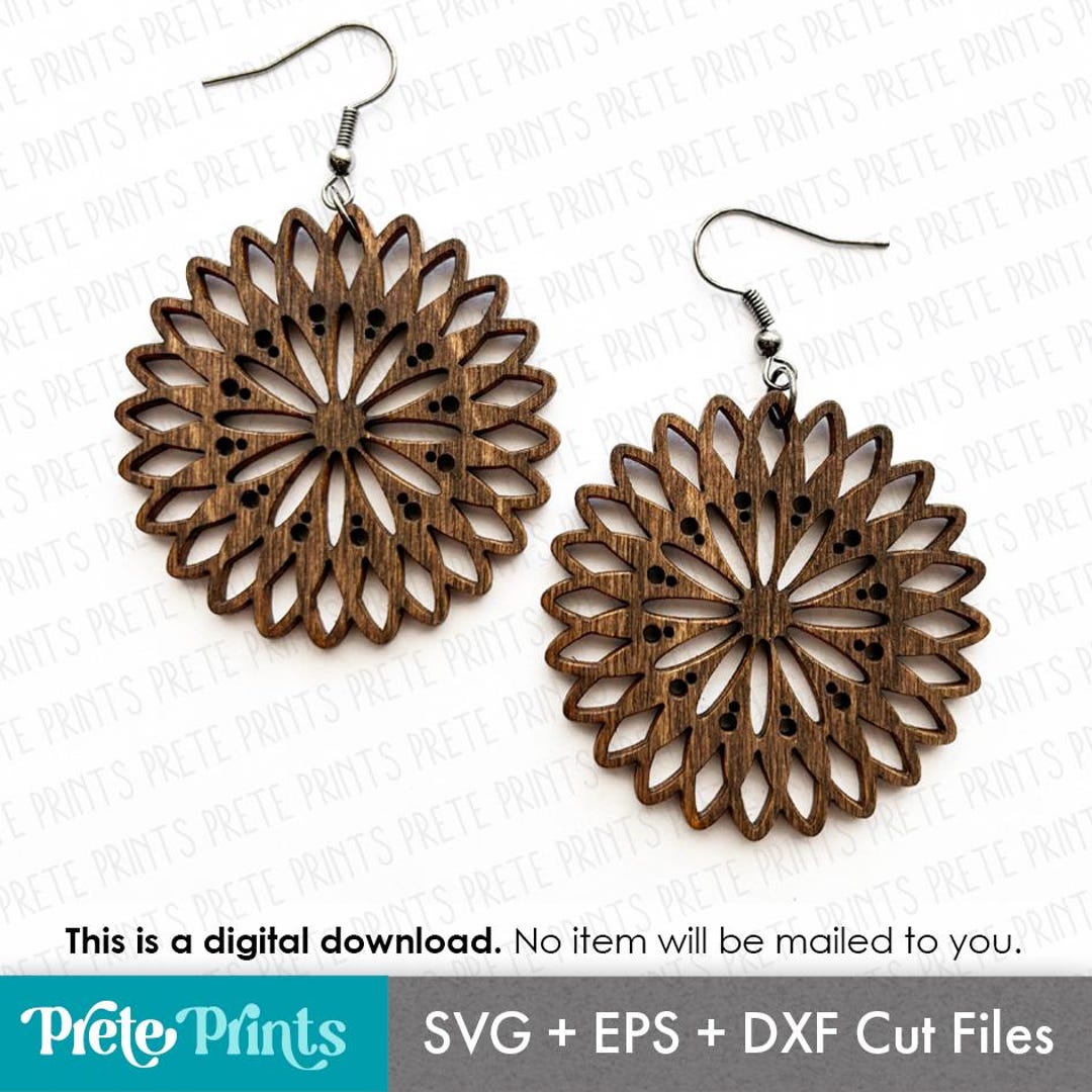 Mandala Circle Earrings SVG - Digital Download, Earring Template SVG ...