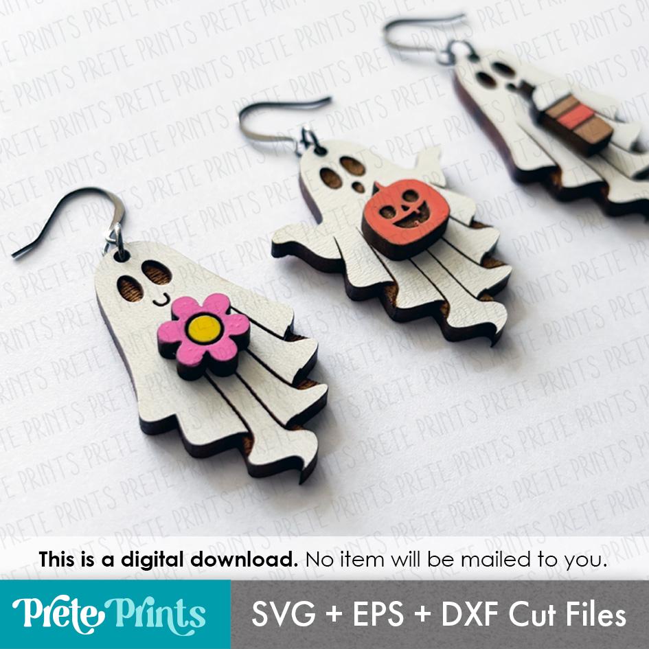 Cute Ghost Earrings SVG - Digital Download, Glowforge Earring SVG ...