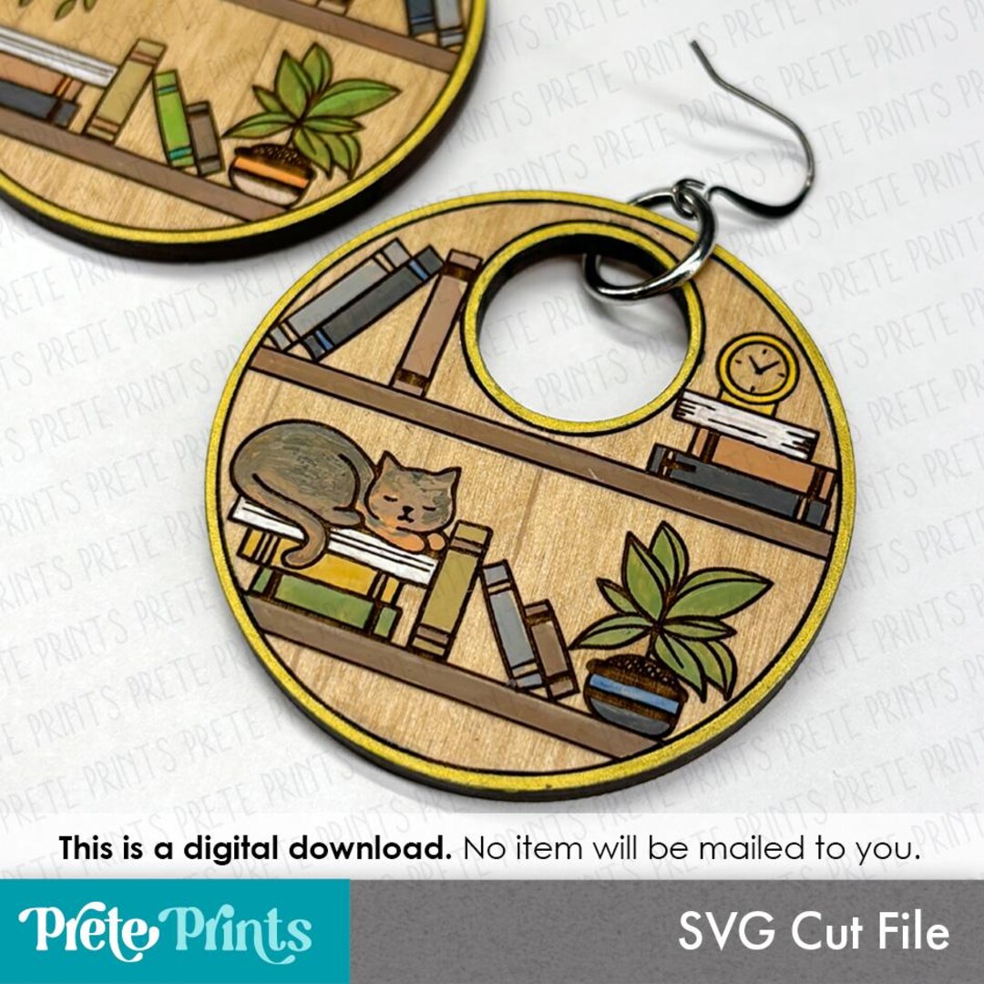 Hidden Library Earrings SVG - Digital Download, Laser Cut Earring Files ...