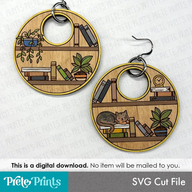 Hidden Library Earrings SVG - Digital Download, Laser Cut Earring Files ...