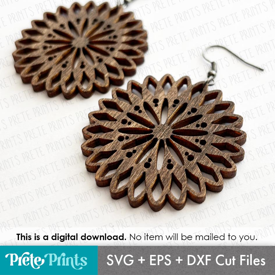 Mandala Circle Earrings SVG - Digital Download, Earring Template SVG ...