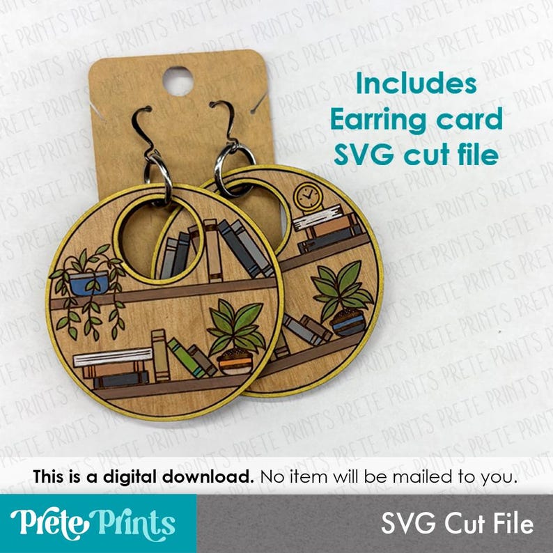 Hidden Library Earrings SVG - Digital Download, Laser Cut Earring Files ...